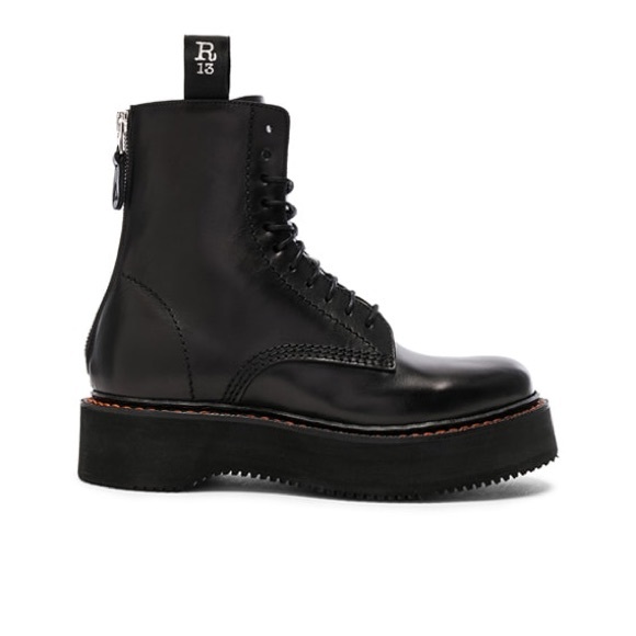 R13 | Shoes | Nwt R3 Black Leather Single Stack Boots In Size Us 8 Eu ...